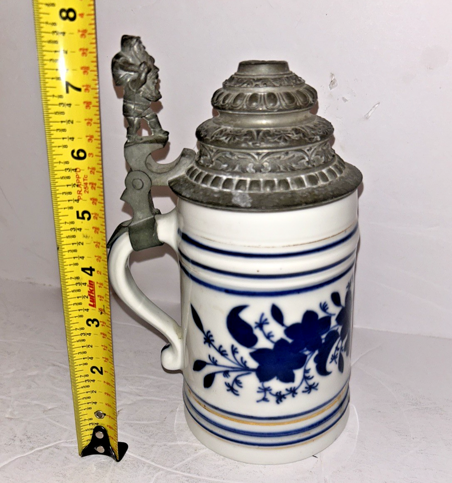 Antique German Beer Stein - ceramic w/ pewter lid | eBay