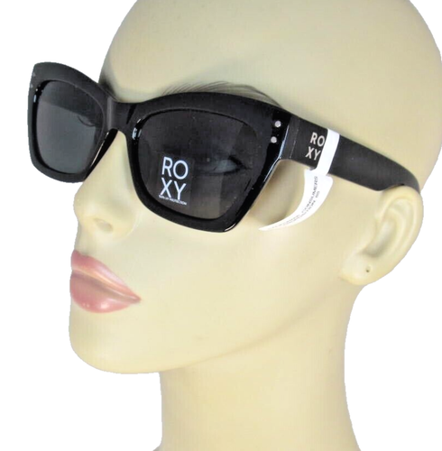 ROXY Glossy Black Cat Eye Sunglasses Smoke Lenses Silver ROXY Logos ...