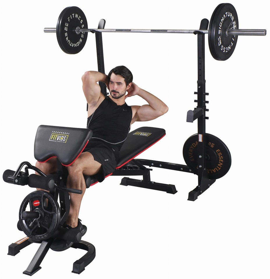 Olympic Workout Bench With Squat Rack,Leg Extension,Preacher Curl ...