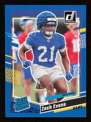 Zach Evans 2023 Donruss Rated Rookie RC Blue Parallel #359 Rams | eBay