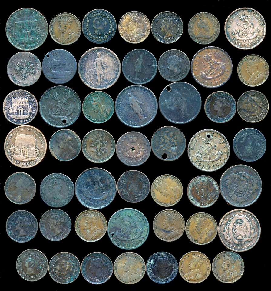 49 OLD CANADA LARGE CENTS & TOKENS* NICE COLLECTIBLES *SEE IMAGES * NO ...