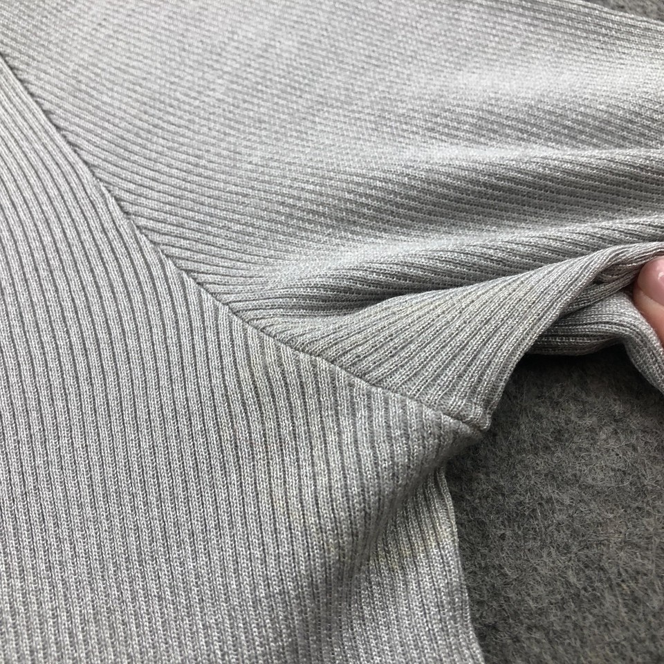 ST. JOHN Sweater Womens Medium Gray Mock Neck Long Sleeve Knit Rayon ...