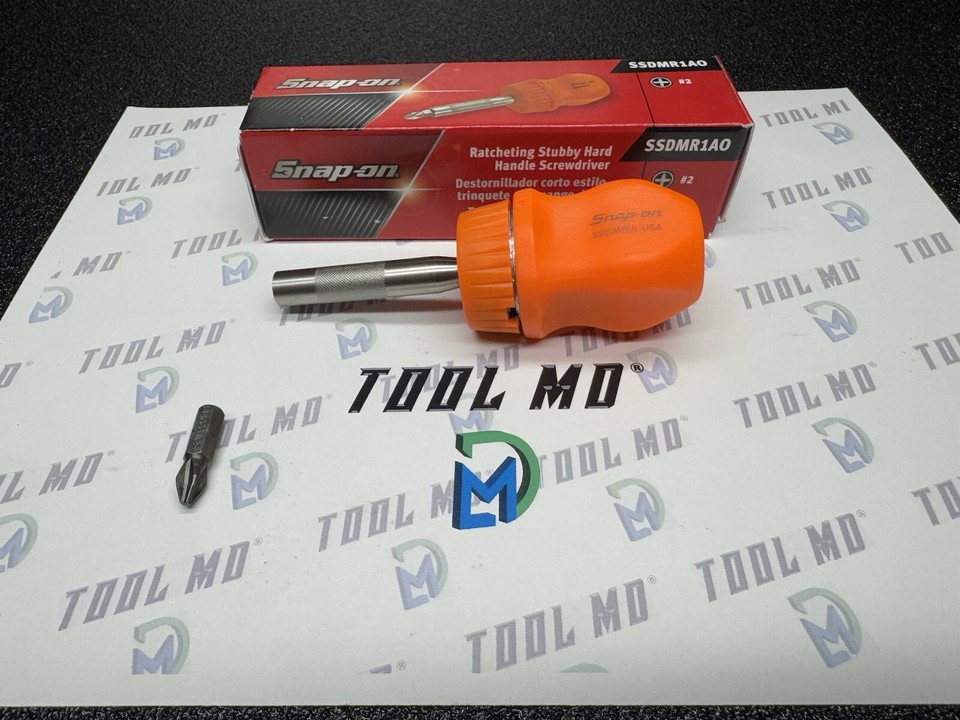 Snap-on Tools USA NEW ORANGE Stubby Hard Handle Ratcheting Screwdriver ...