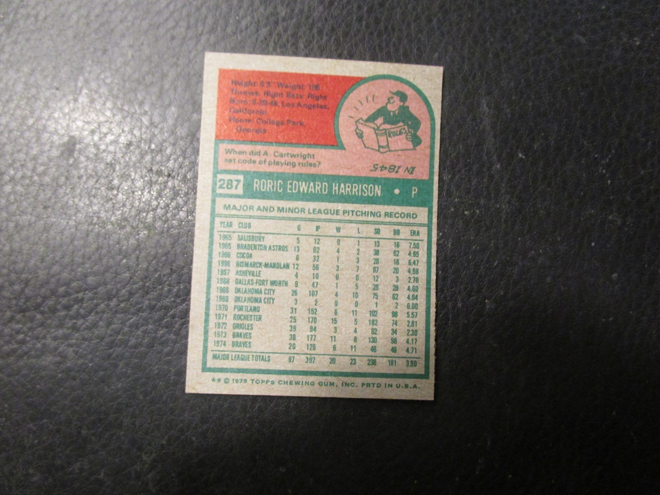 1975 TOPPS#287 RORIC HARRISON BRAVES NM+ | eBay
