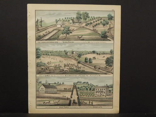 Pennsylvania Beaver County Map 1876 Smith Ferry Hotel & Depot Double ...