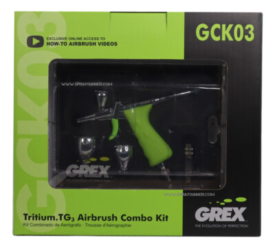 Grex GCK03 Airbrush Combo Kit with Tritium.TG3, AC1810-A Compressor ...