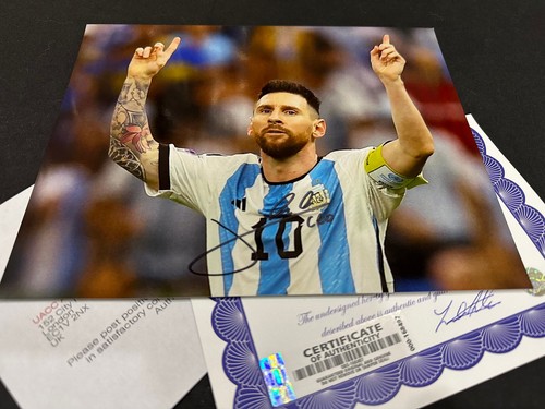 HAND SIGNED Lionel Messi Argentina 10x8 GENUINE AUTOGRAPH PHOTO + COA ...