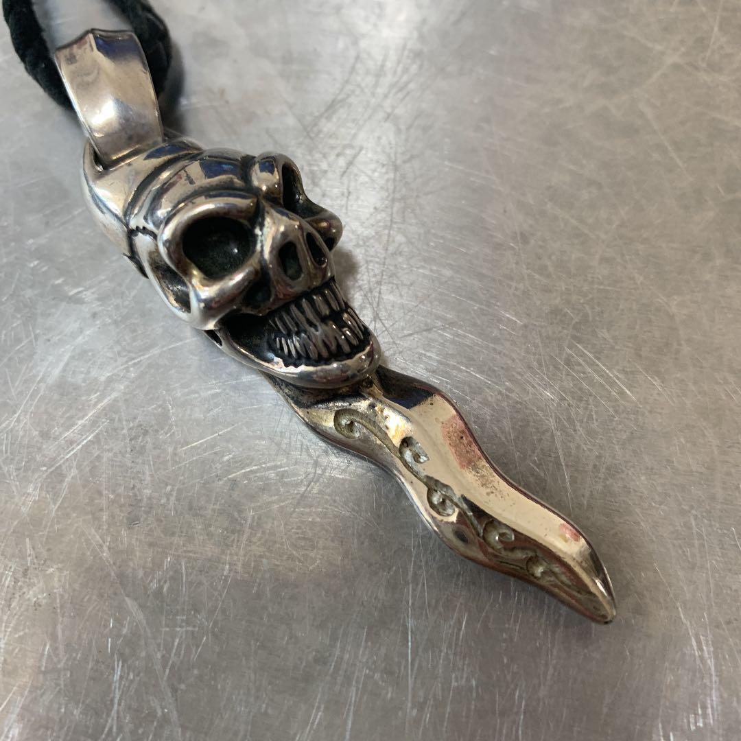 Bill Wall Leather Good Luck Skull w/ Snake Dagger Pendant and Leather ...