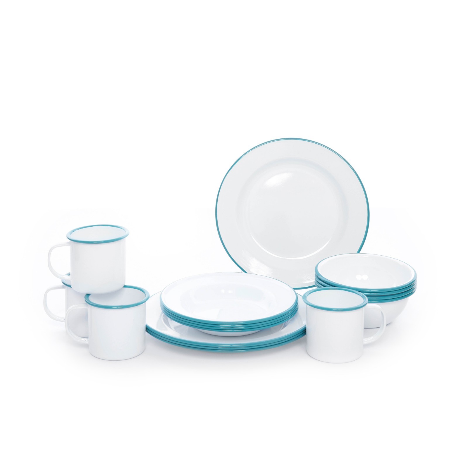 Genuine Crow Canyon Enamelware, Vintage Stye, 16 Piece Dinnerware Set ...