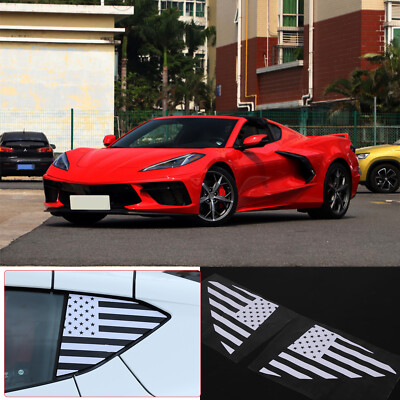 US Flag Rear Triangle Glass Window Decals Trim Sticker For Corvette C8 ...