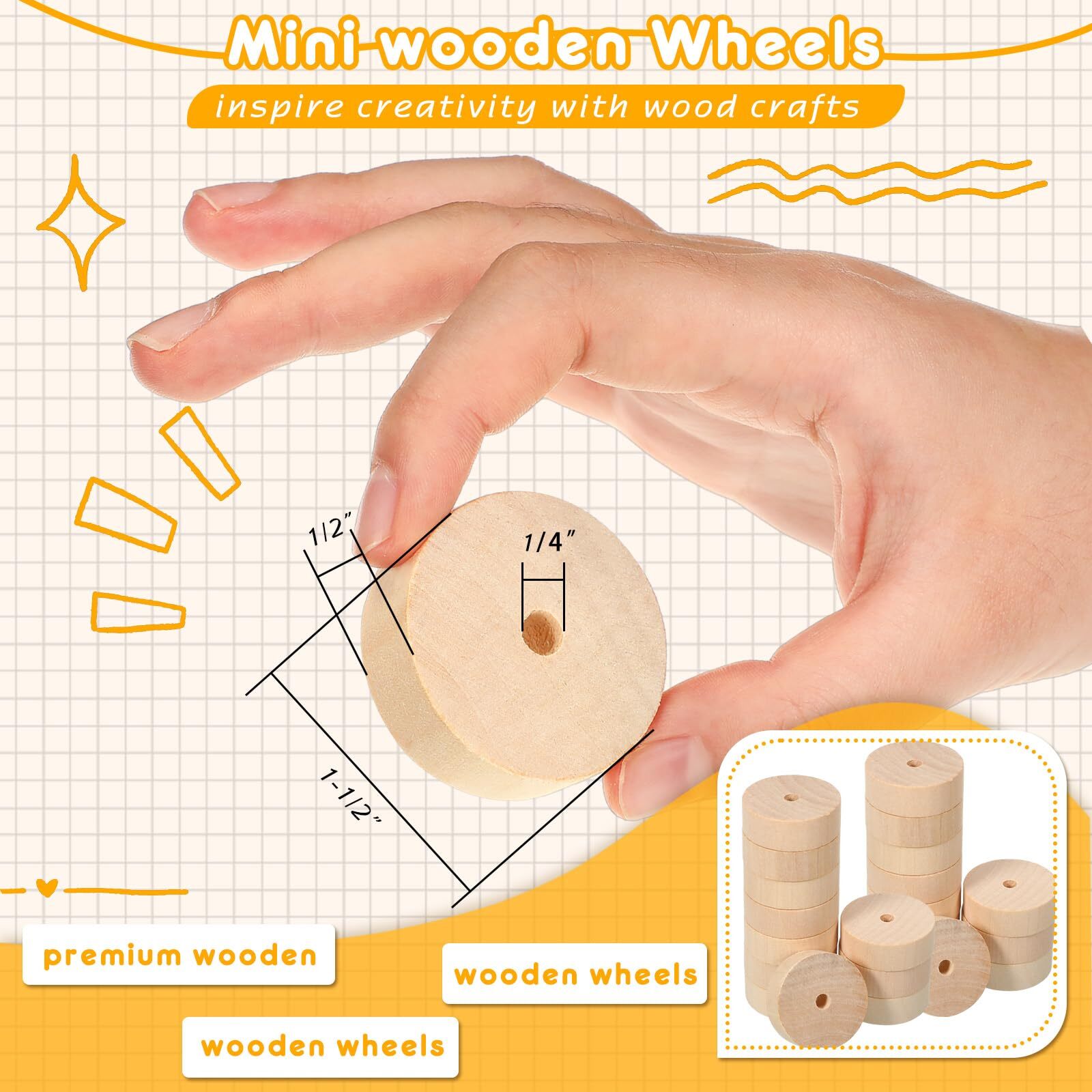 150 Pcs Wooden Wheels Craft Wood Mini Wooden Crafts Wheels Bulk Wood ...