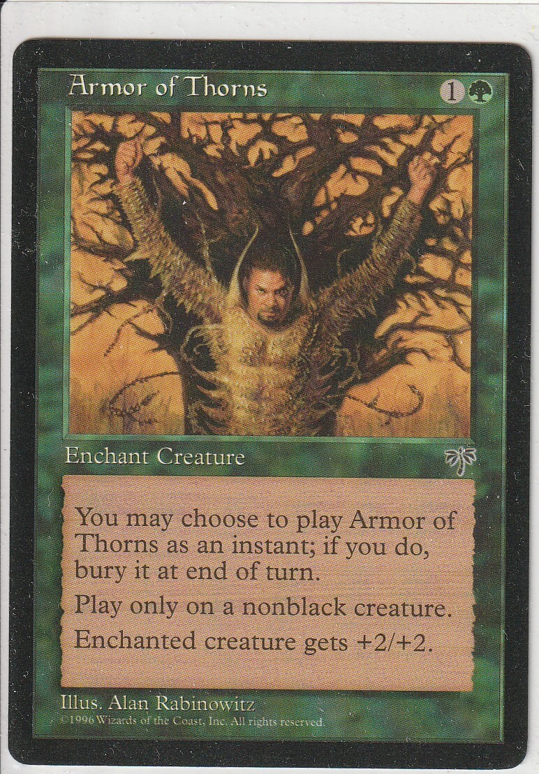 1996 MTG Magic The Gathering Card Armor of Thorns Enchant Creature ...