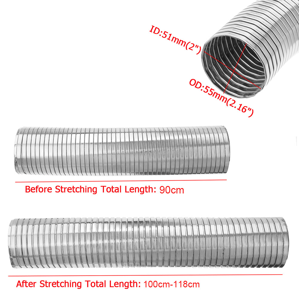 Flexible Exhaust Hose Stainless Steel Polylock Flex Pipe 2" Inch 50mm ...