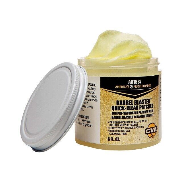 CVA Barrel Blaster Quick Clean Black Powder Cotton Cleaning Patches ...