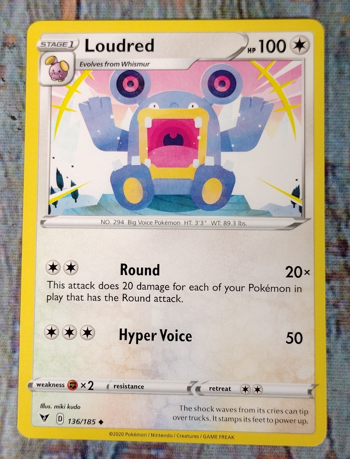 LOUDRED Stage 1 Pokemon Card Vivid Voltage 136/185 Uncommon 2020 | eBay