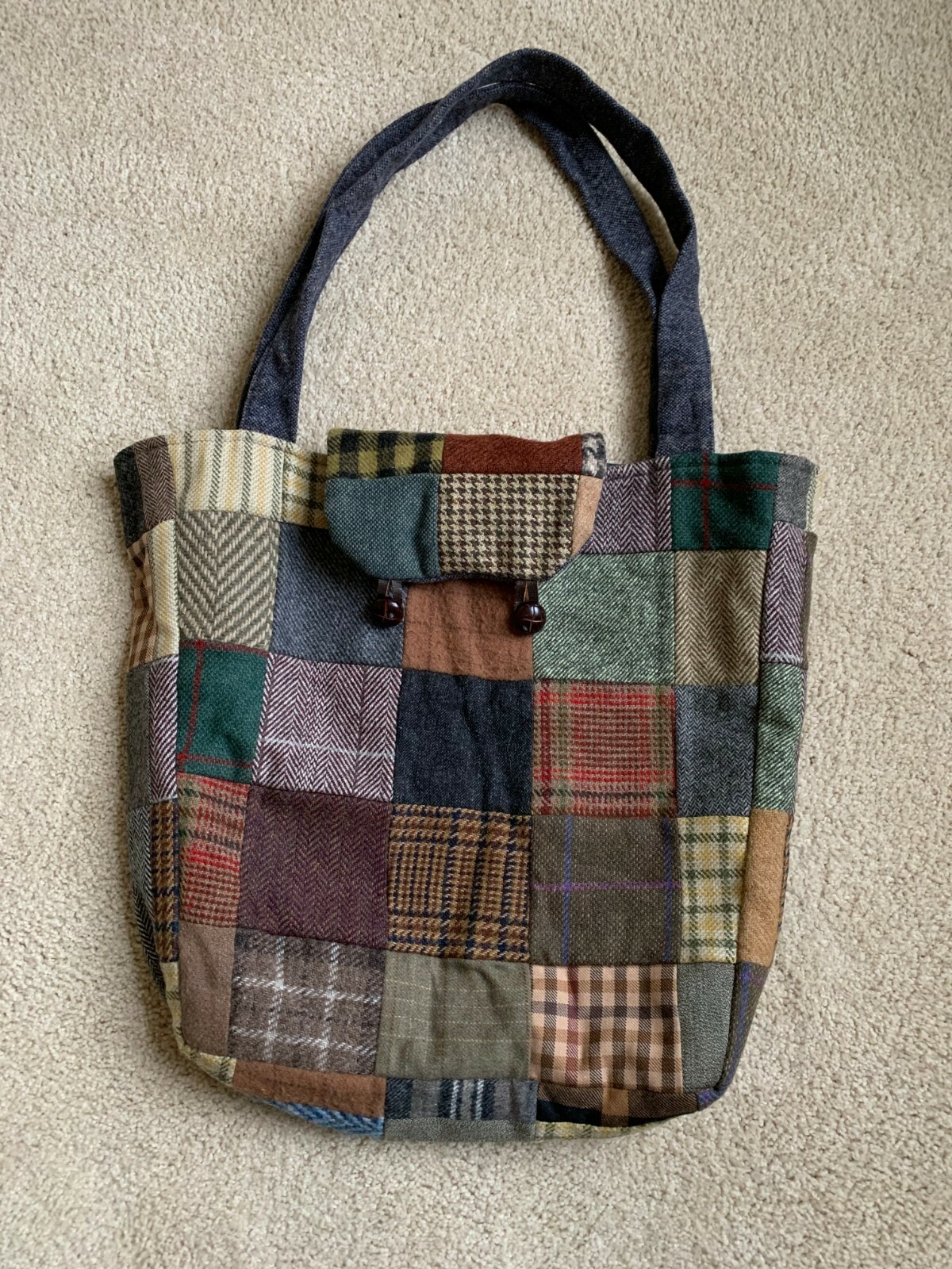Donegal Tweed Patchwork Reversible Style Shopping Bag… - Gem