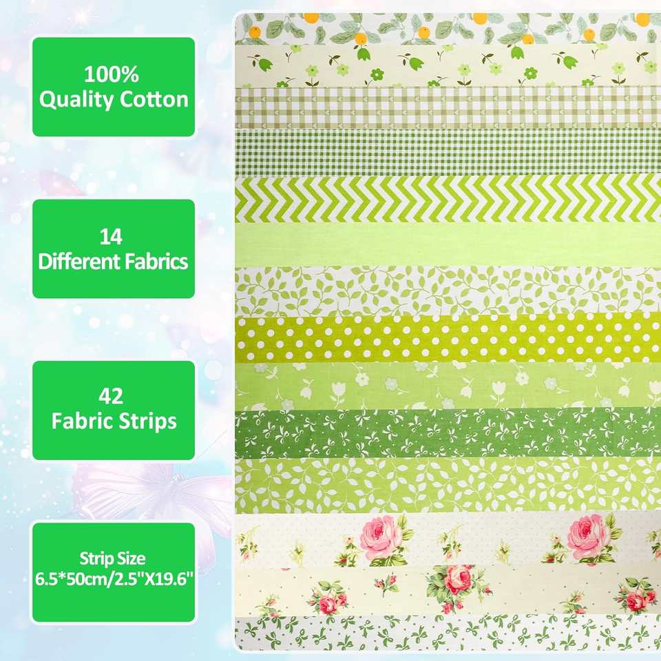 42Pcs Jelly Roll Fabric Strips Soft Cotton Quilting Fabric 2.5 x 20 ...