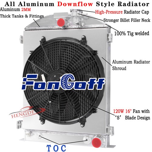 3 Row Radiator Shroud Fan for 1932 Ford Model A Base Grill Shells Chevy ...