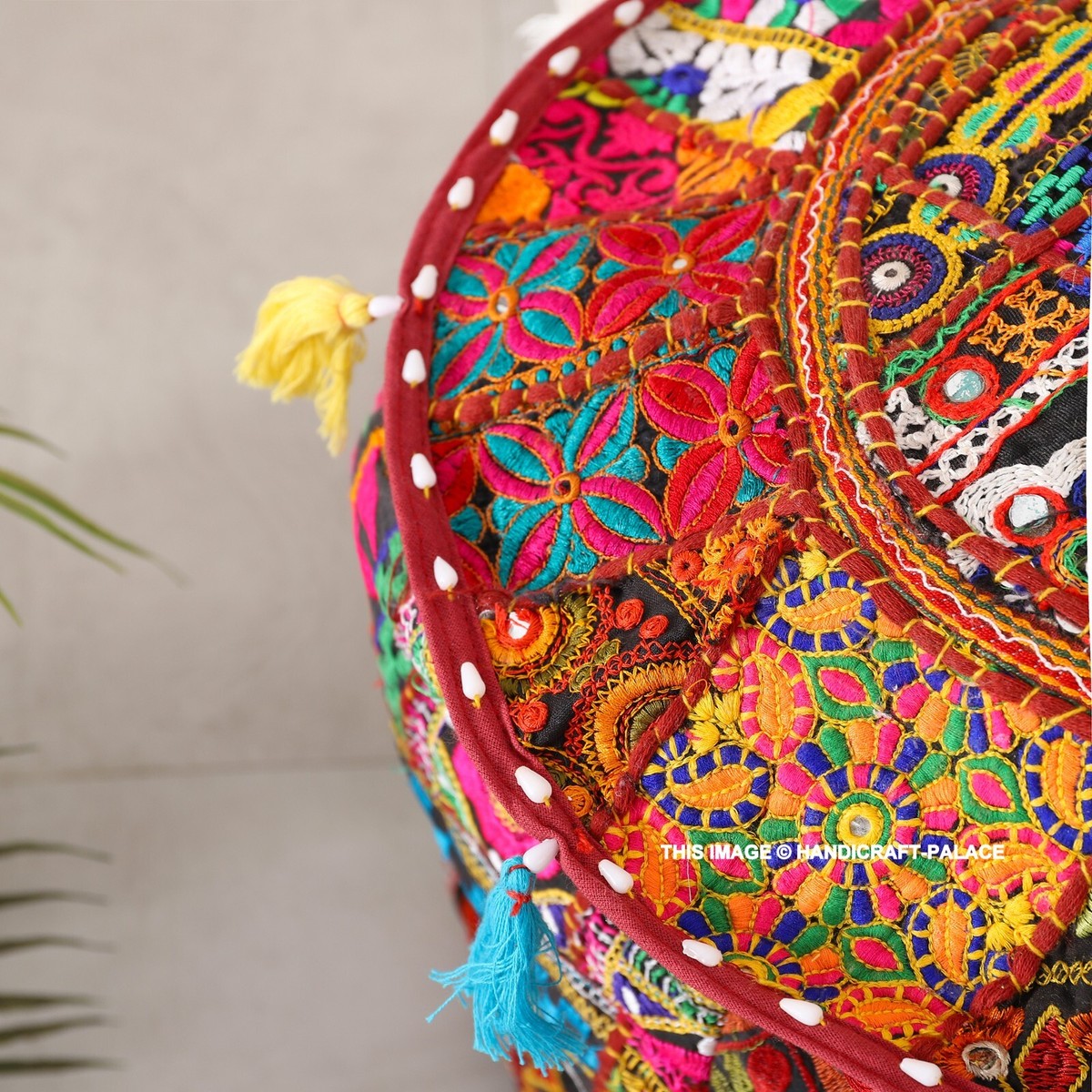 Unstuffed Pouf Ottoman Jaipur Textile Hub Patchwork Cotton Boho Chic ...