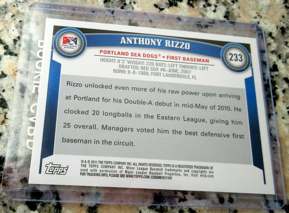 ANTHONY RIZZO 2011 Topps Rookie Card RC New York Yankees Home Run Power ...