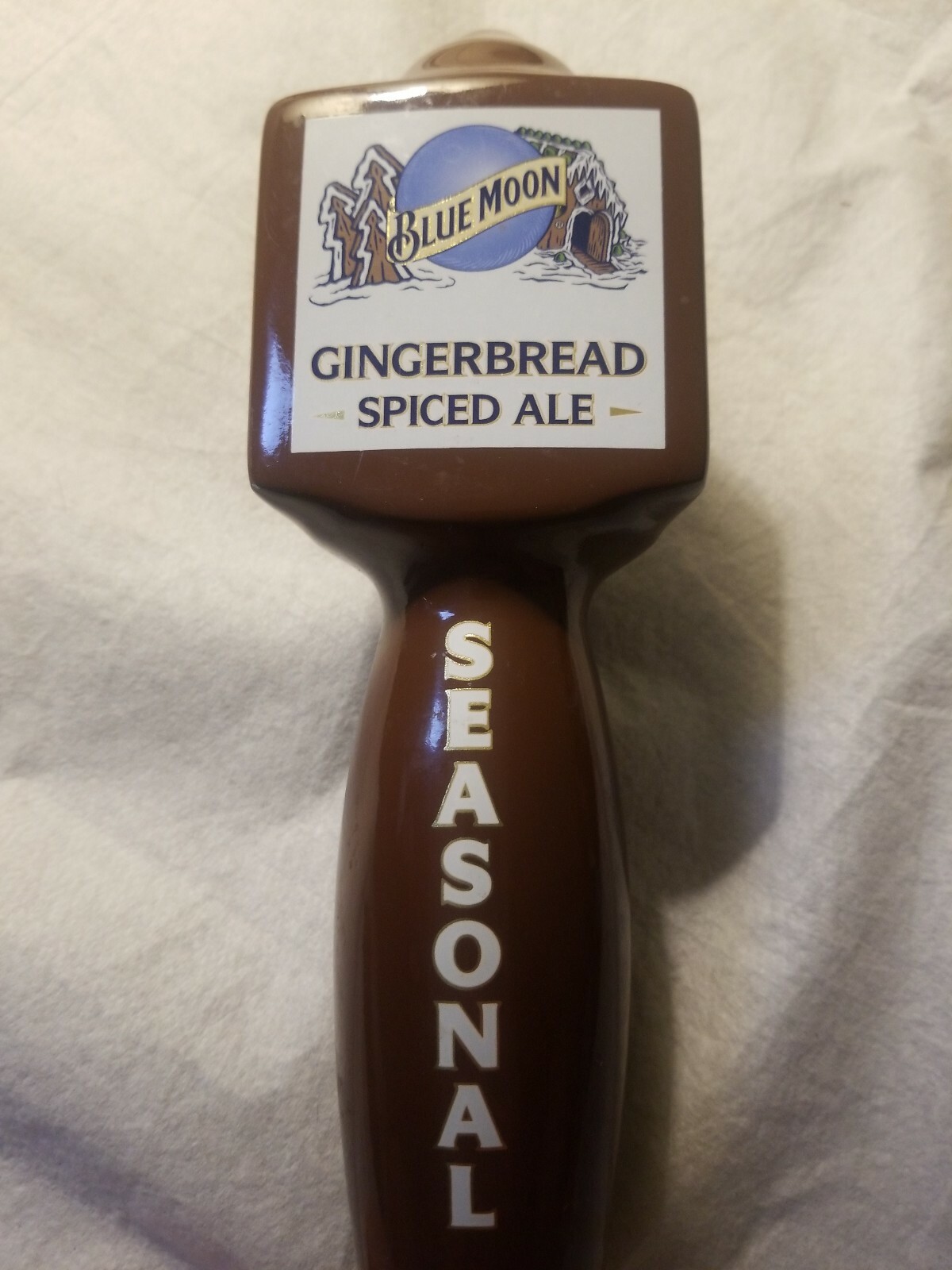 Blue Moon Seasonal Gingerbread Spiced Ale Ceramic Beer Keg Tap Handle ...