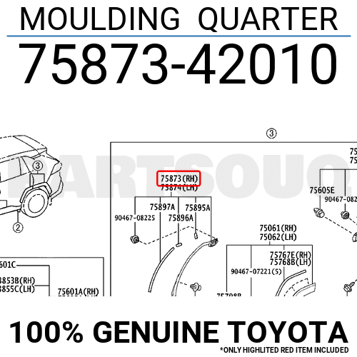 7587342010 Genuine Toyota MOULDING QUARTER 75873-42010 | eBay