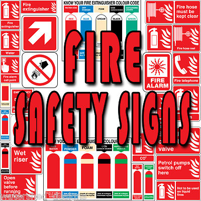 Fire warning and safety fire extinguishers fire alarms wall stickers ...
