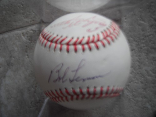 Early Wynn & Bob Lemon Auto AL Brown Baseball Hall of Famers Cleveland ...