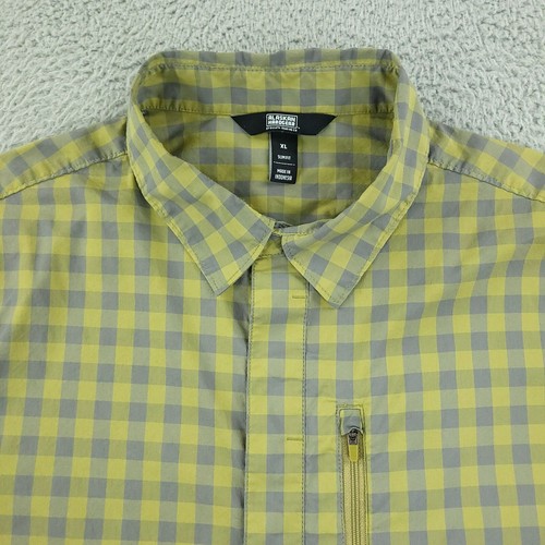 Alaskan Hardgear Shirt Large Green Hidden Snap Button Down Hike Fish ...