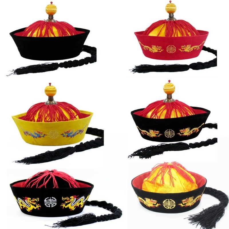 Men Chinaman Hat Dragon Qing Dynasty Emperor Tang Cap China Fancy Dress ...