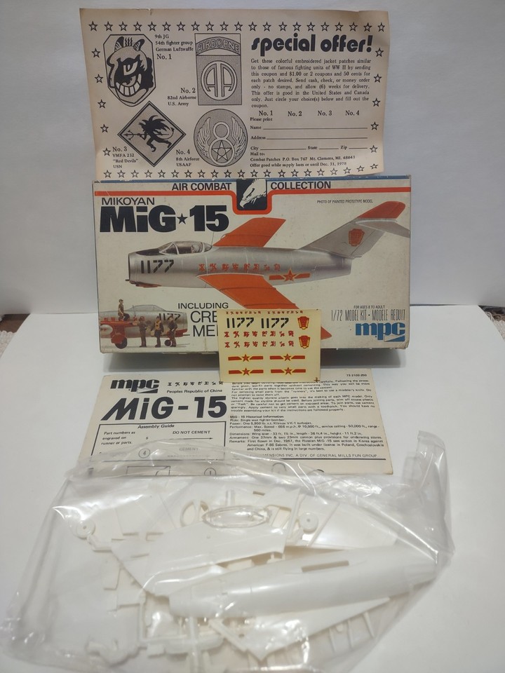 1978 MPC Mikoyan MiG-15, AIR COMBAT COLLECTION 1:72 Kit 2-2102 ☆New ...