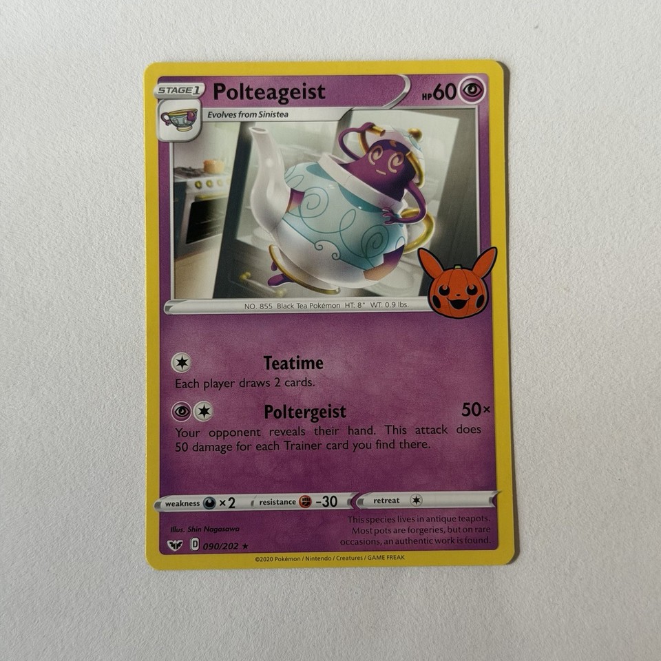 Polteageist 090/202 Rare Sword & Shield Base Pokemon TCG Trick or Trade ...