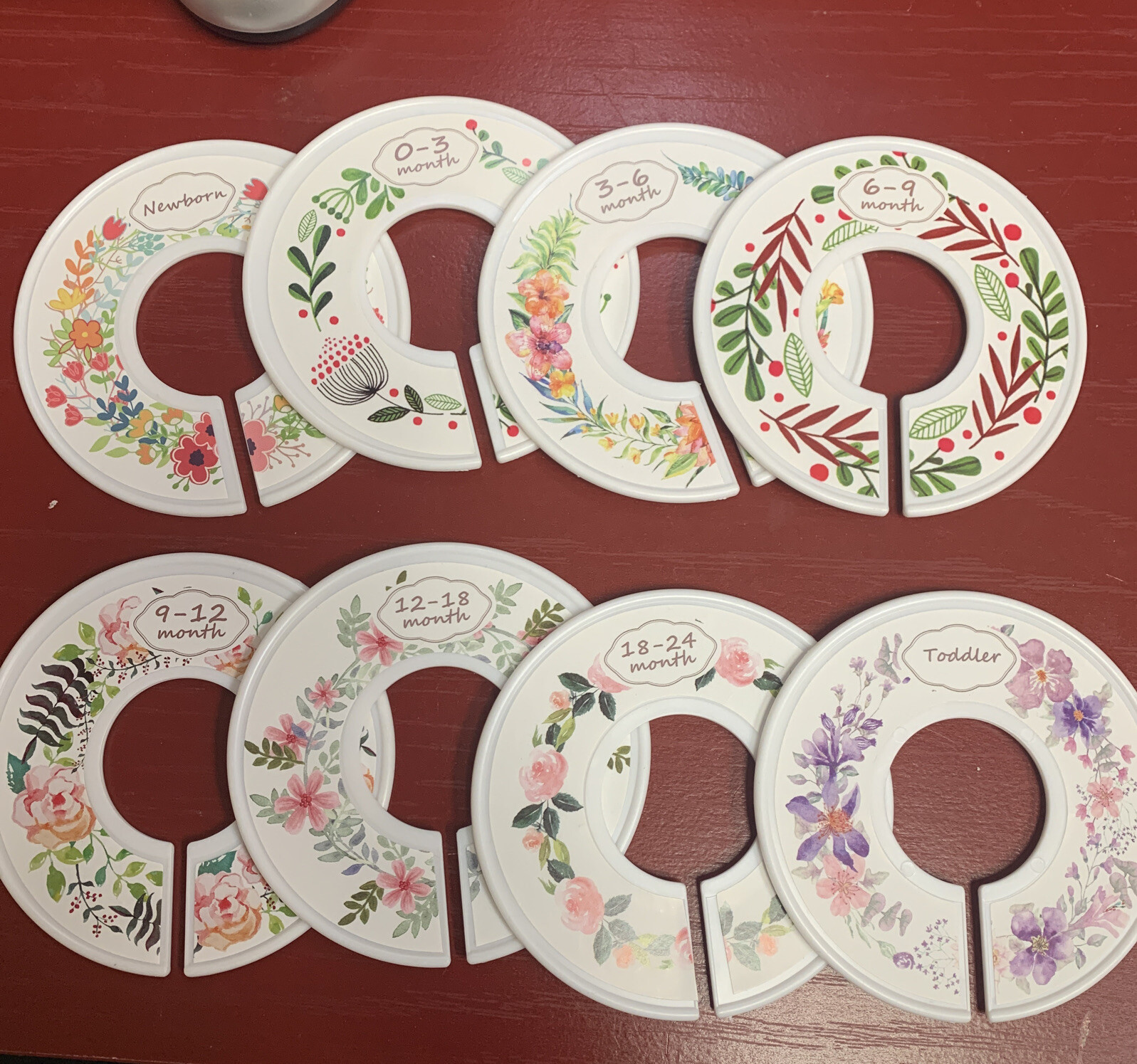 Baby Closet Size Dividers 8 Floral Ring Dividers Newborn To 18 24 Baby Closet Size Dividers 8 Floral Ring Dividers Newborn To 18 24