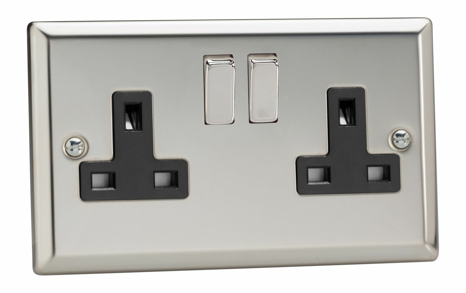 Varilight XC5DB Classic Mirror Chrome 2 Gang Double 13A Switched Plug ...