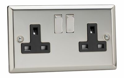 Varilight XC5DB Classic Mirror Chrome 2 Gang Double 13A Switched Plug ...