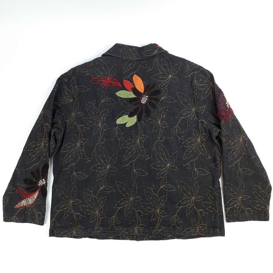 Graff Byum Company Womens Jacket Large Cotton Embroidered Floral ...