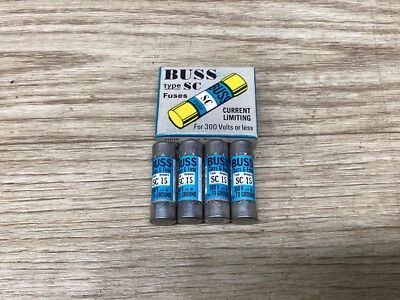 BOX OF 4 BUSS BUSSMANN SC-15 LIMITING FUSE 15A 15 AMP 300V CLASS G ...