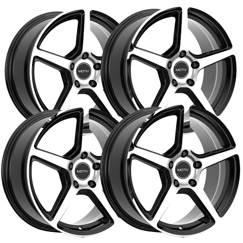 (Set of 4) Motiv 433MB Blade 16x7.5 5x120 +40mm Black/Machined Wheels ...