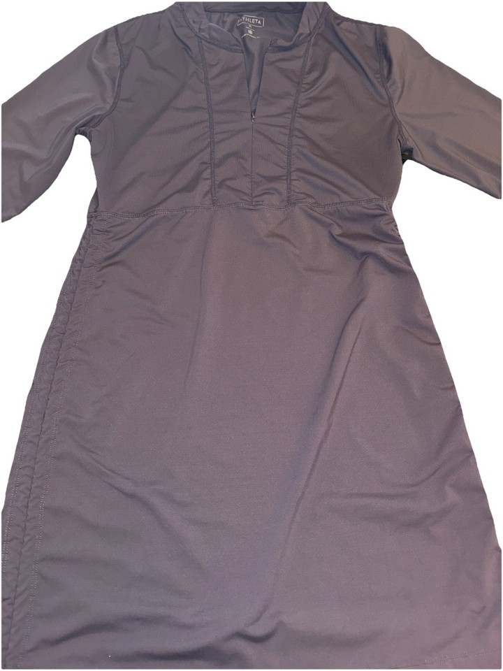 ATHLETA Tidal Ruched Half Zip Long Sleeves Rash Guard Swim Cover Size ...