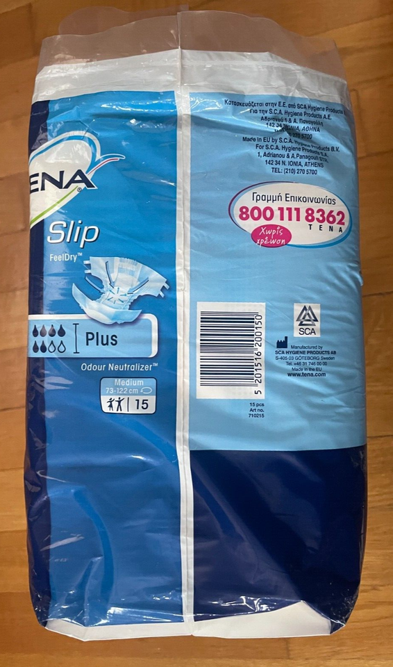 Vintage 00s TENA SLIPAD 15 plastic backed ADULT diapers Medium size No2 ...