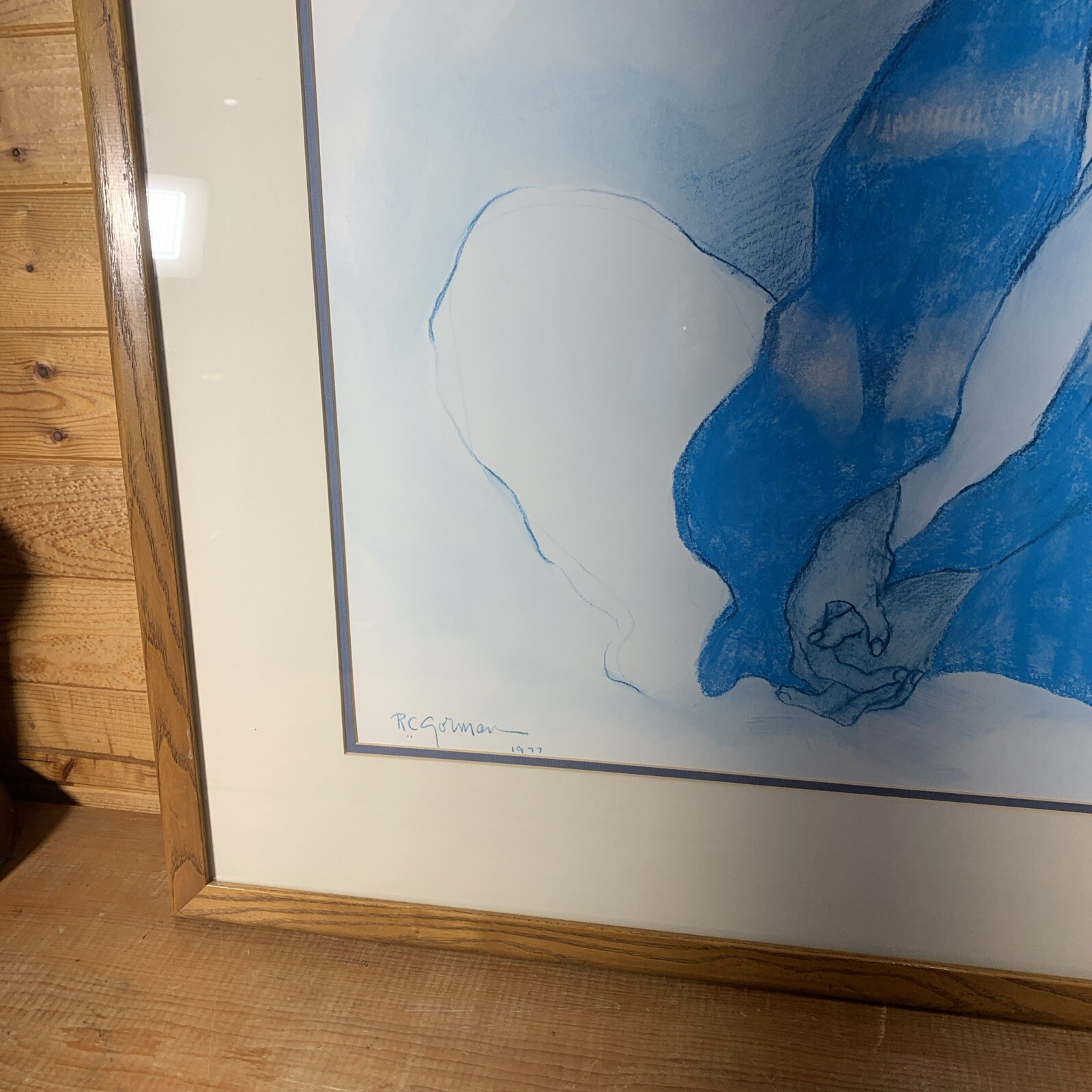 RC Gorman Signed and Dated Painting Print "Blue Blanket" Large Framed ...