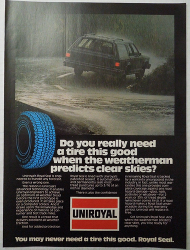 1984 UNIROYAL Royal Seal Tires Magazine Ad - Made To Handle Any ...