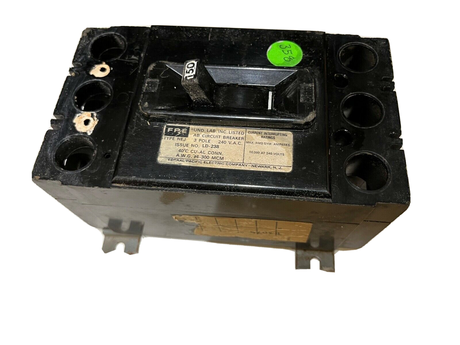 Federal Pacific FPE NEJ 150 3 Pole 150 Amp 240 Volt Circuit Breaker for ...