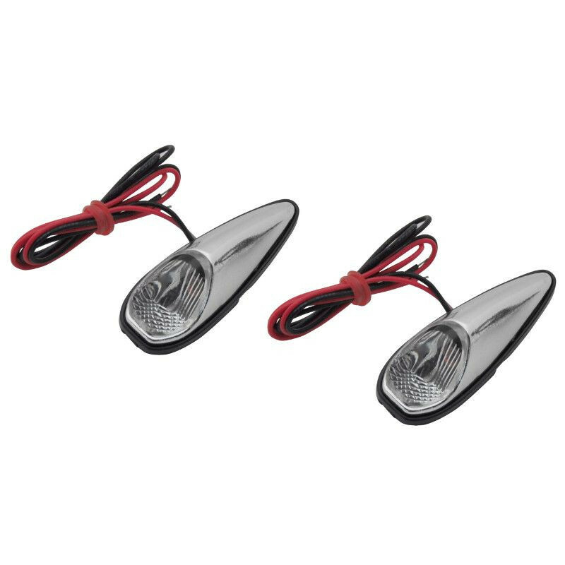 Chrome Teardrop Turn Signal Indicator Amber Bulb Motorcycle Motorbike ...