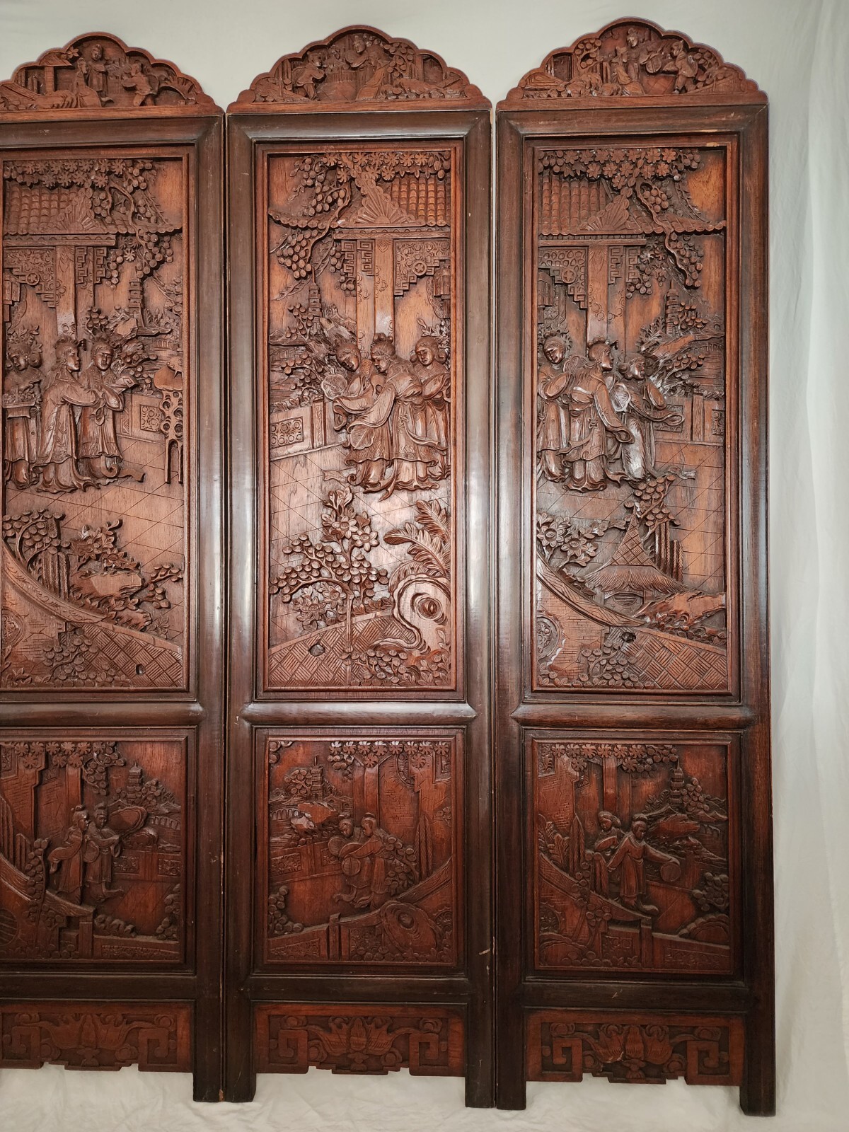 Antique Chinese Carved Wooden Room Divider Partition Privacy Screen | eBay