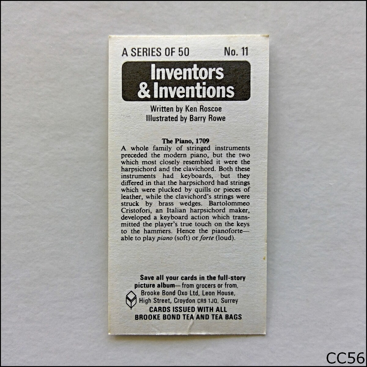 Brooke Bond Tea Card Inventors & Inventions 1975 #11 The Piano (CC56 ...