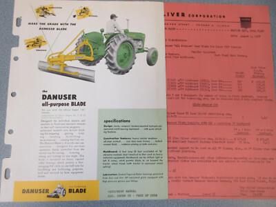 Oliver Danuser Scraper Blade for Super 55 Tractor Brochure 2 Page w ...