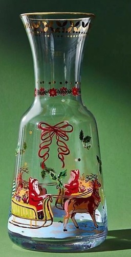 Nathalie Lete Anthropologie Santa Sleigh Christmas 11”H Holiday Carafe ...