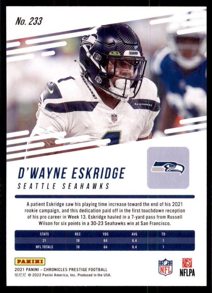2021 Panini Prestige Dwayne Eskridge Rookie Seattle Seahawks #233 | eBay