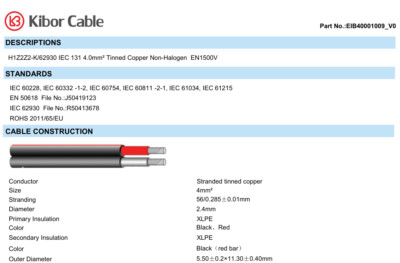 Kibor 4mm DC Twin Solar Cable IEC62930 1500v 100 Metre Drum 4mm ...